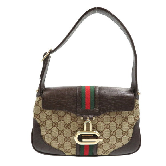 Gucci | Bags | Gucci Sherry Line 3846 Gg Canvas Leather Beige Brown ...